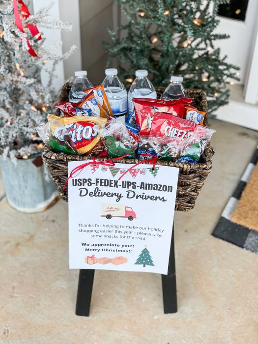 Delivery Driver Free Printable snack sign and basket ideas